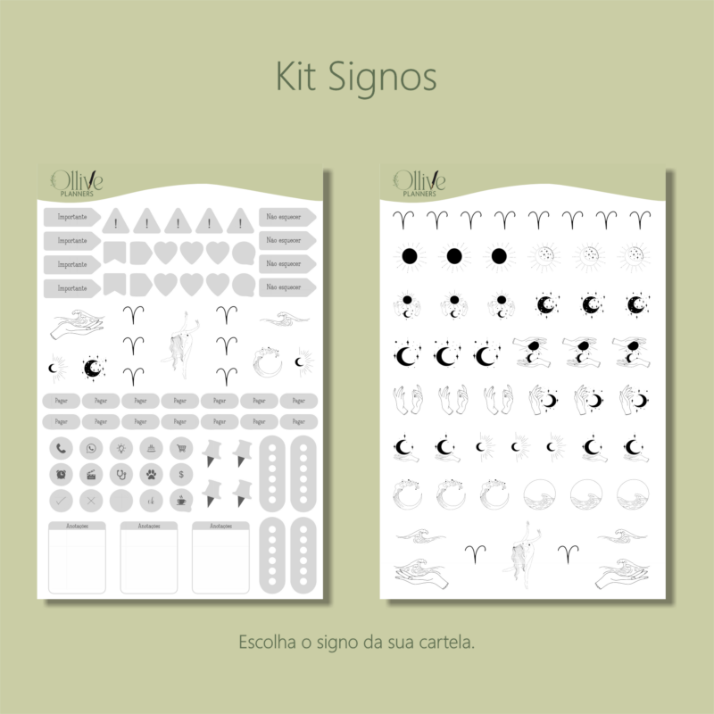Coleção Signos – Kit (2 cartelas) – Ollive Planners